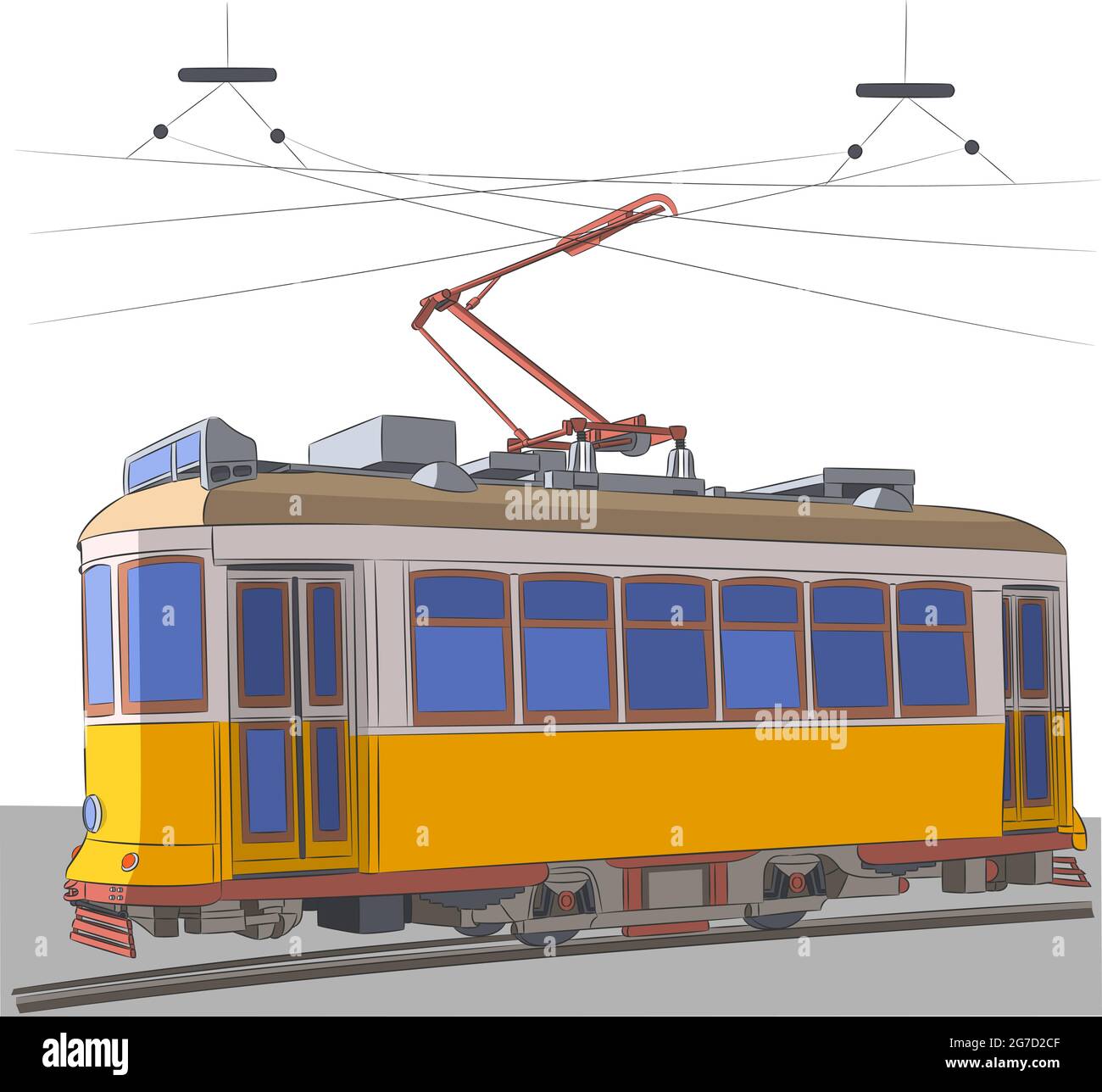 Old tram in historic Stock Vector Images - Alamy