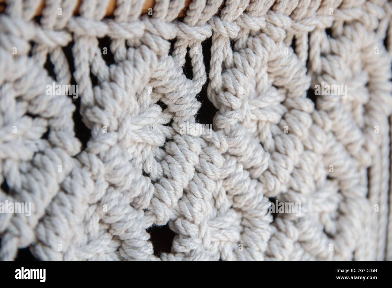 Close-up of hand made macrame texture pattern. Handmade stylish 100 ...