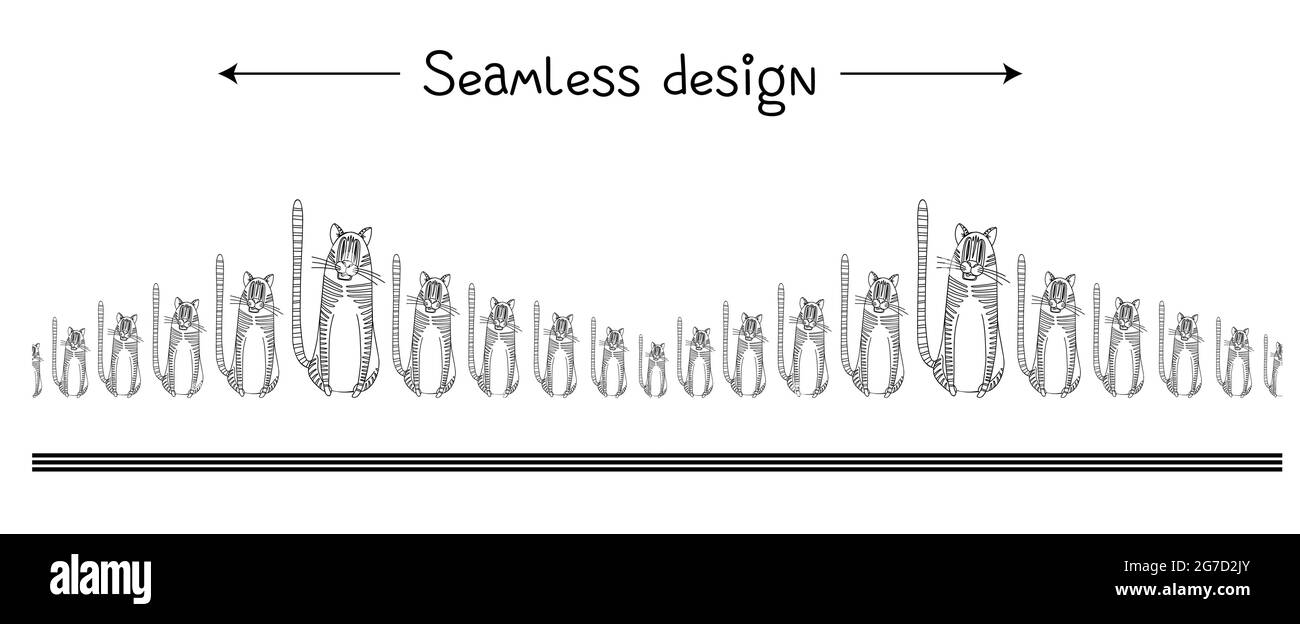 Funny seamless border with tigers. Year of the tiger background. Simple ...