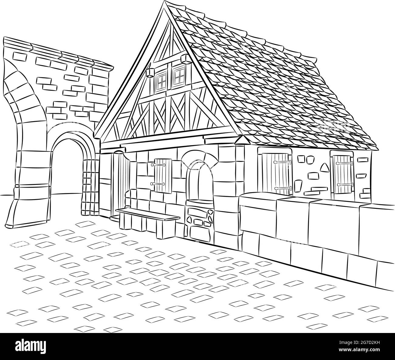 Old medieval half-timbered house in Rothenburg ob der Tauber. Germany ...