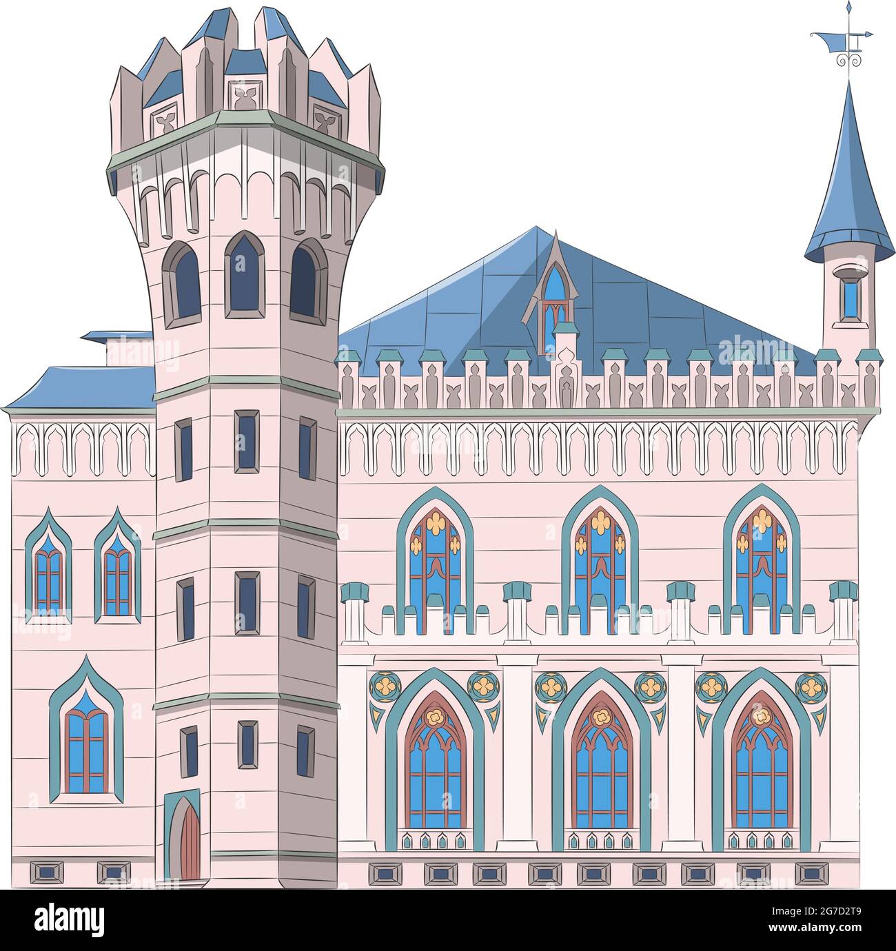 A beautiful stone medieval mansion with a tower of a small guild of ...