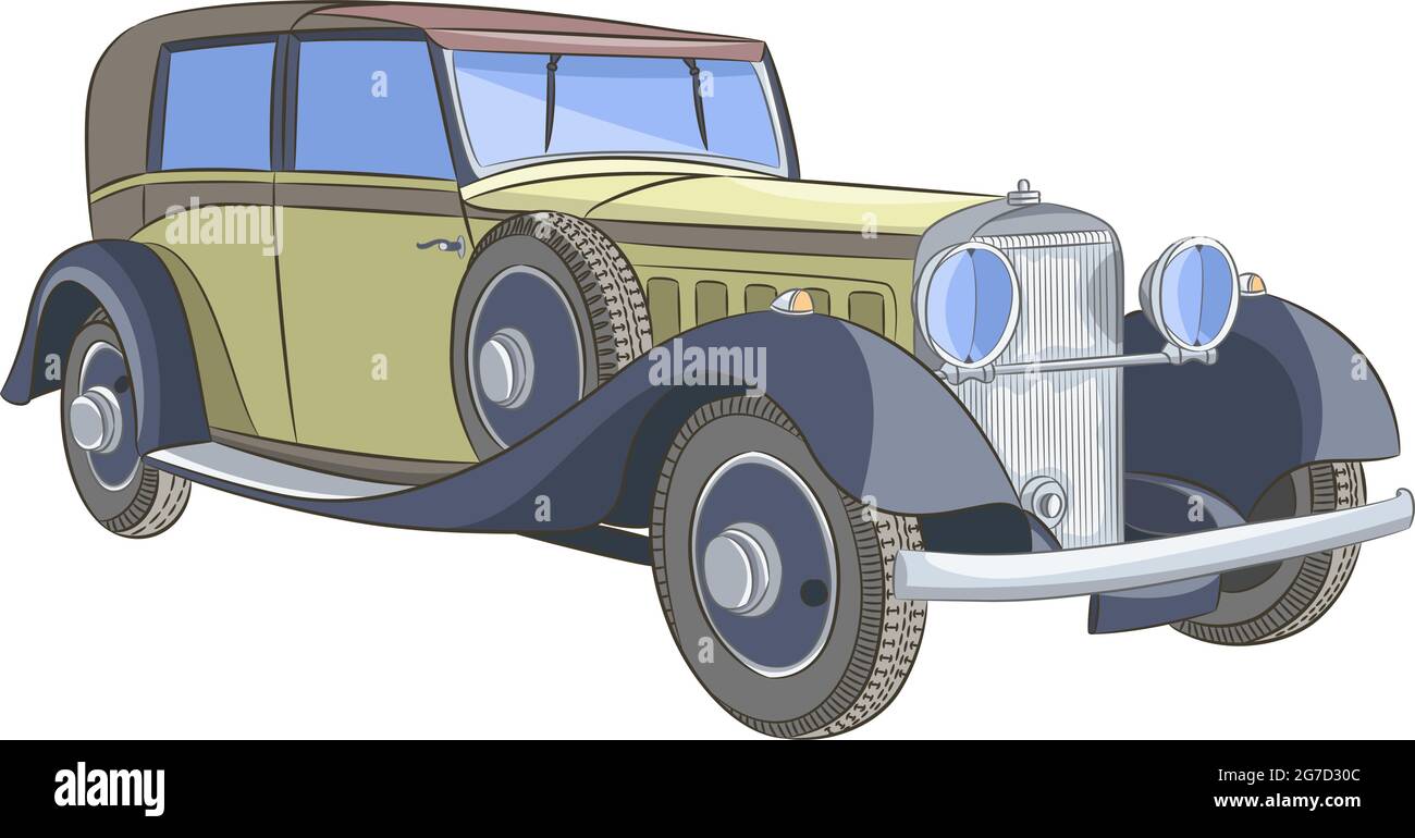 Old retro car Isolated on a white background Stock Vector Image & Art ...