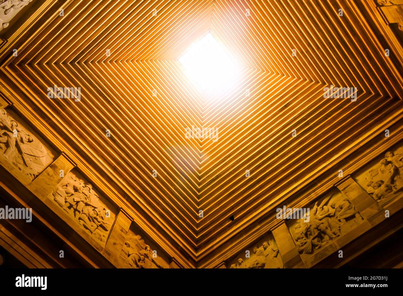 The geometric square patterns looking up from inside The Melbourne ...