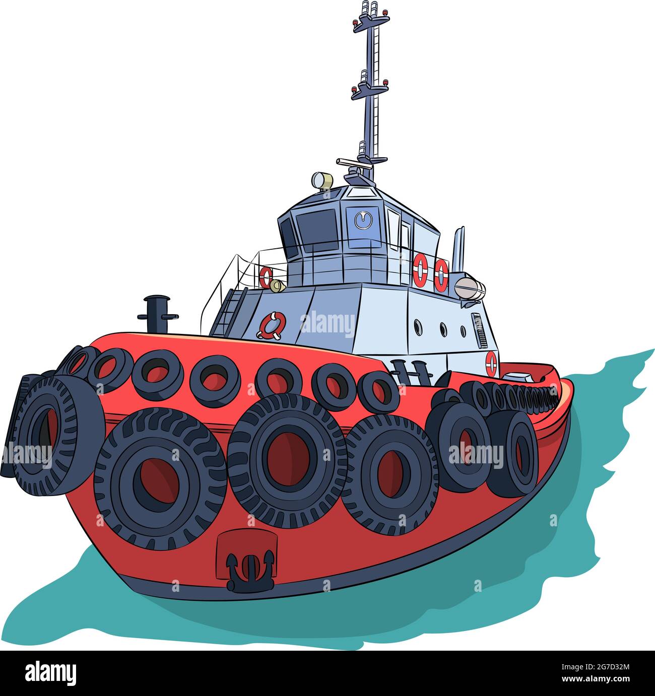 Green tugboat Stock Vector Images - Alamy