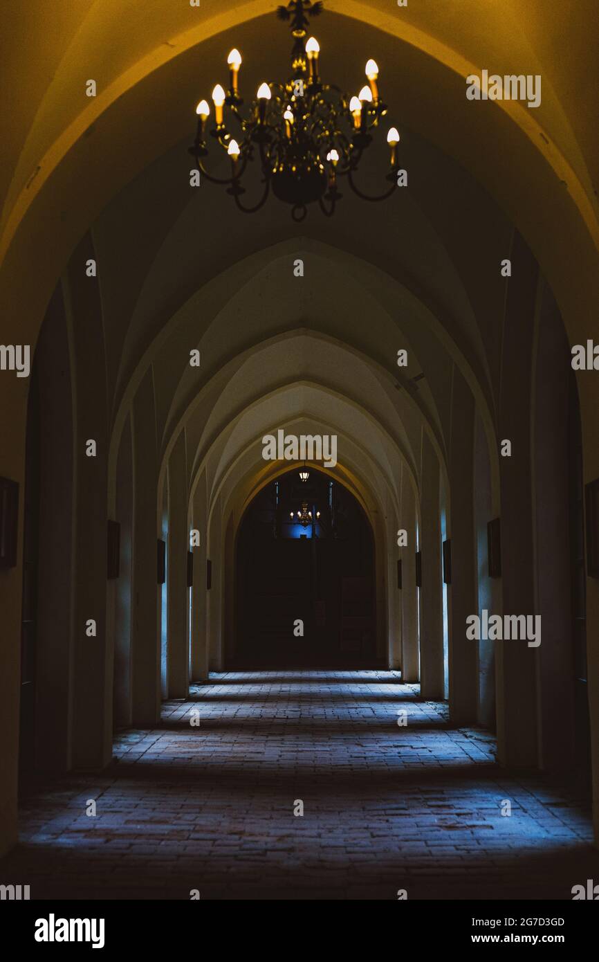 empty hallway of the old palace Stock Photo - Alamy