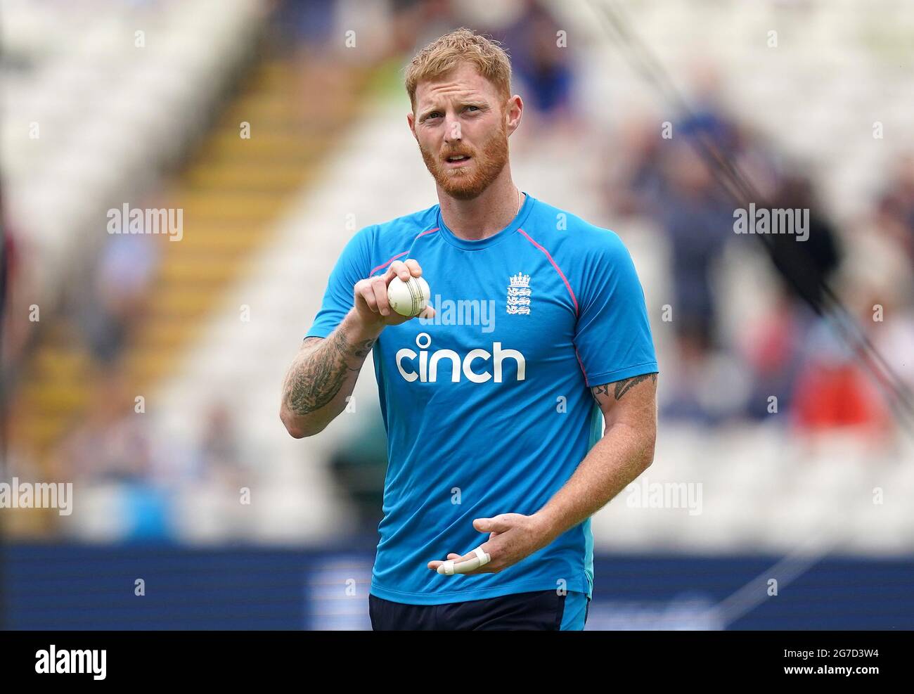 England's Ben Stokes warming up prior to the start of the third one day ...