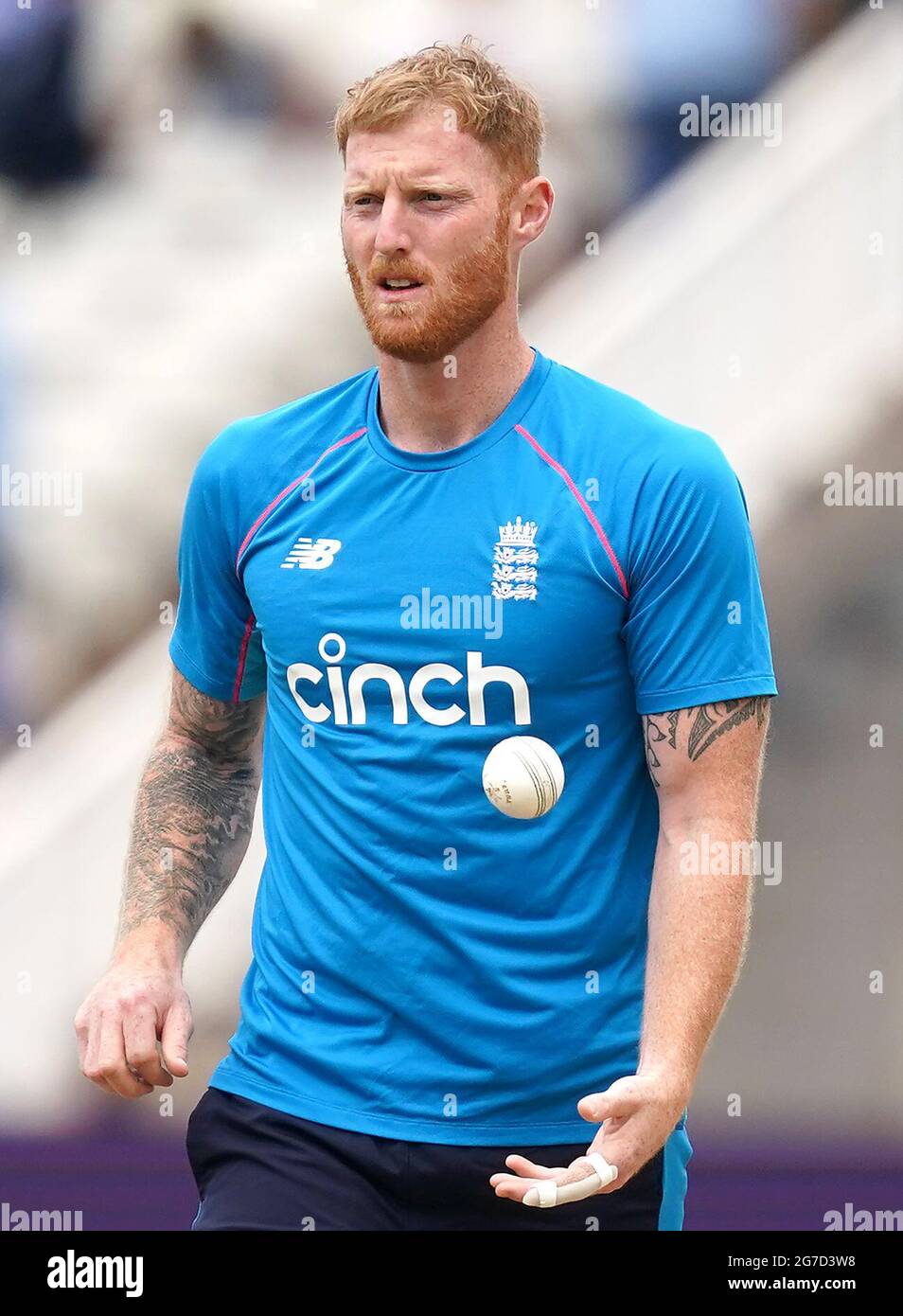 England's Ben Stokes warming up prior to the start of the third one day ...