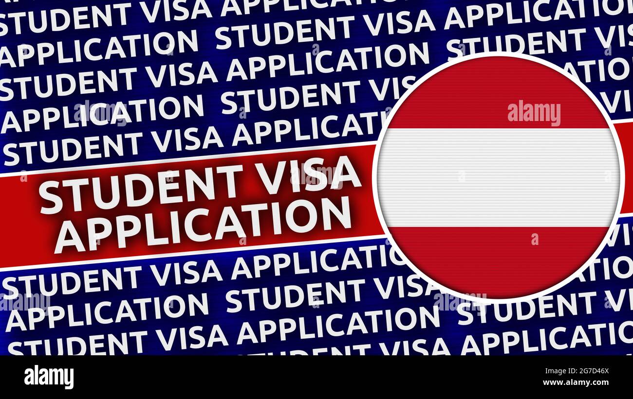 Austria Circular Flag with Student Visa Application Titles - 3D ...