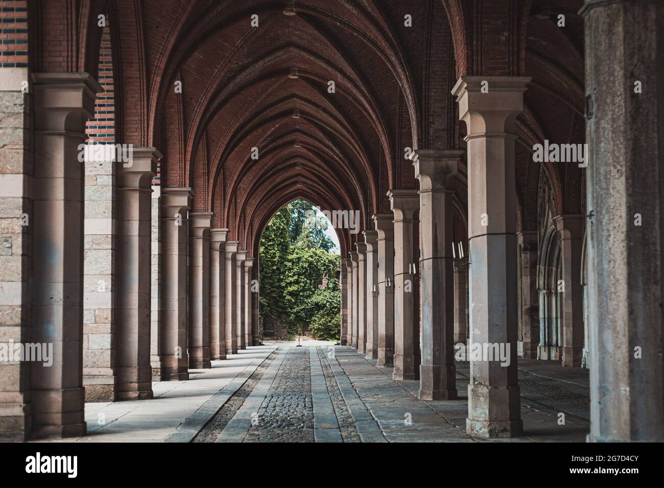 inner courtyard of the castle, architecture with columns and arches ...