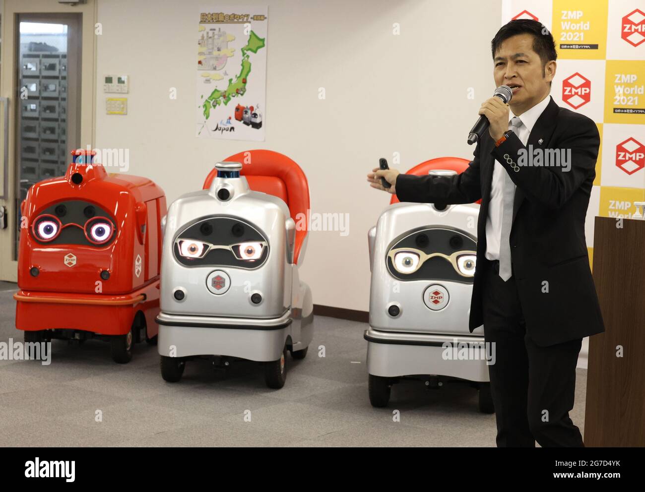 Tokyo, Japan. 13th July, 2021. Japan's robot venture ZMP president ...