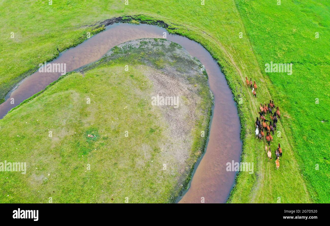 Xilingol. 12th July, 2021. Aerial photo taken on July 12, 2021 shows ...