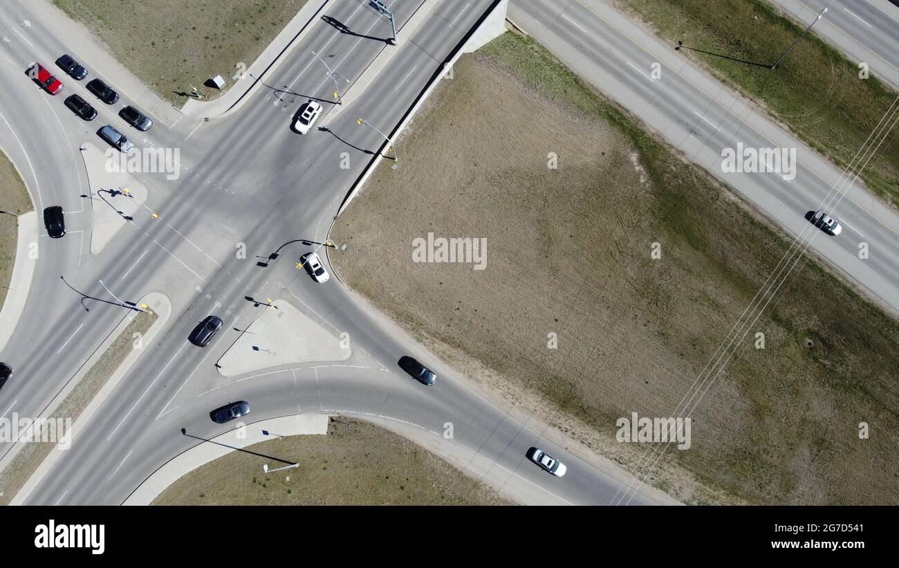 Aerial view of cars driving on a highway Stock Photo - Alamy