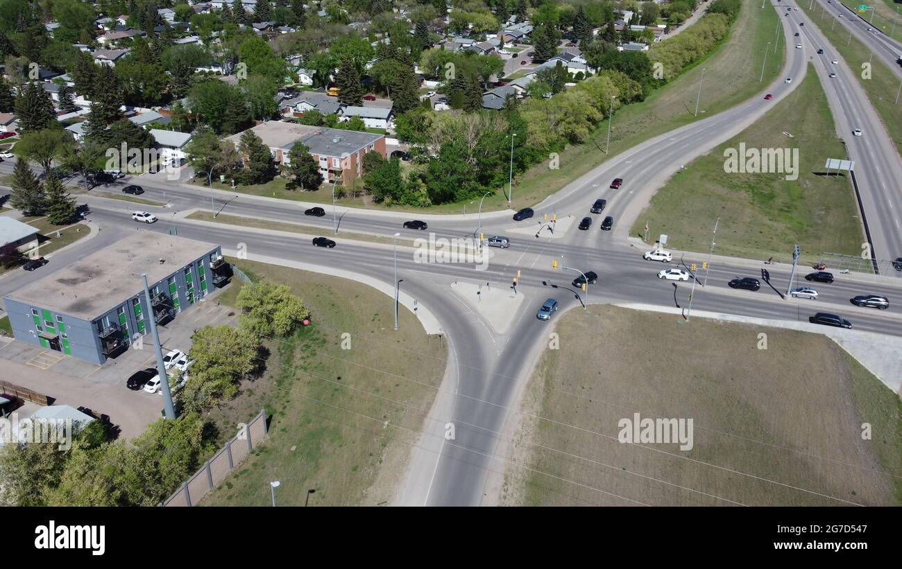 Aerial view of cars driving on a highway Stock Photo - Alamy