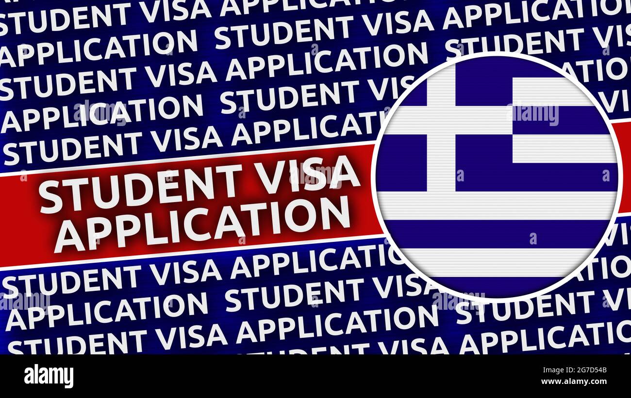Greece Circular Flag with Student Visa Application Titles - 3D ...