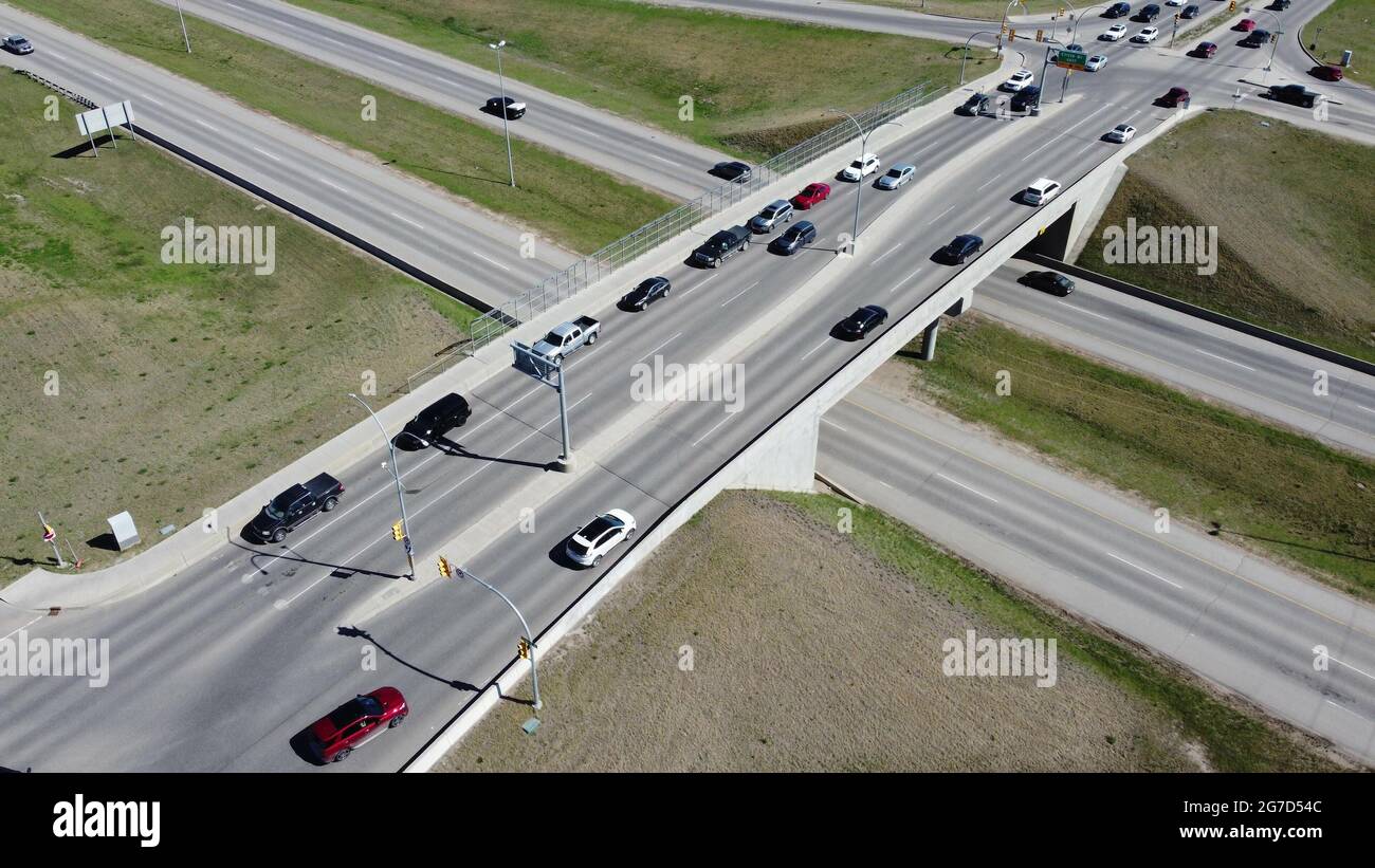 Aerial view of cars driving on a highway Stock Photo - Alamy