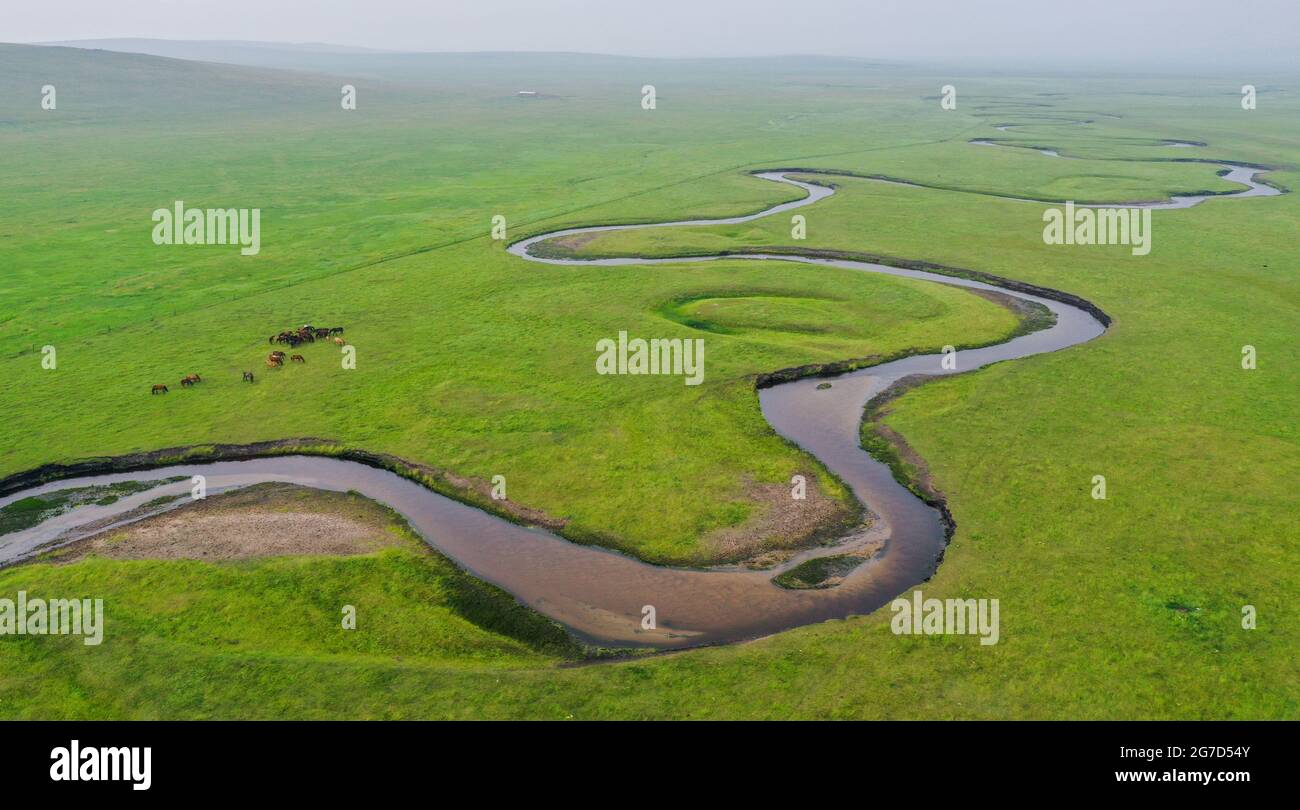 Xilingol. 12th July, 2021. Aerial photo taken on July 12, 2021 shows ...