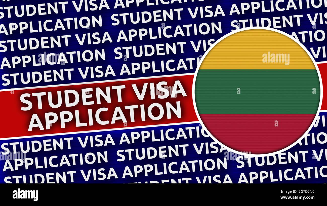 Lithuania Circular Flag with Student Visa Application Titles - 3D ...