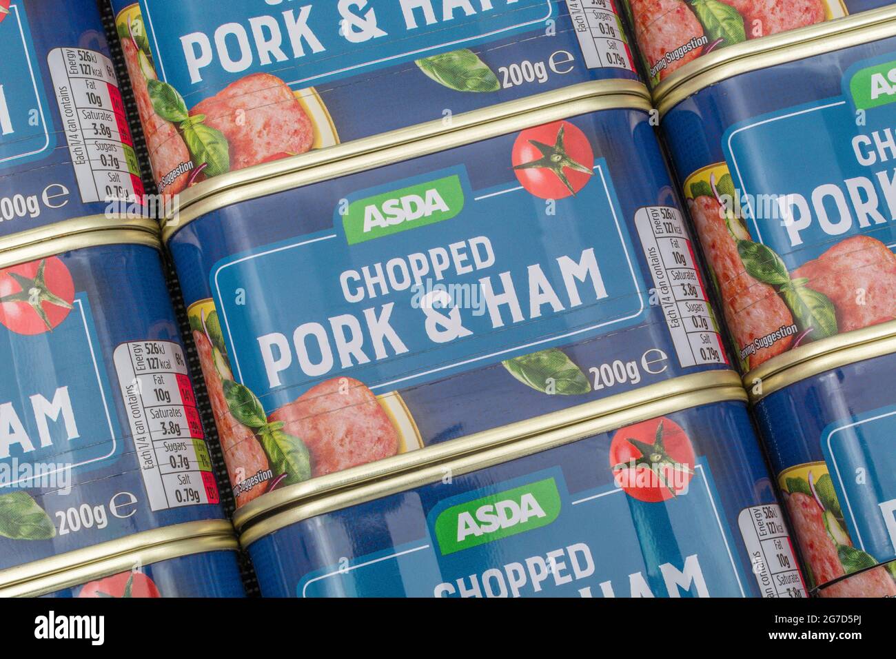 ASDA own-label chopped pork and ham tinned luncheon meat / Spam. For ...