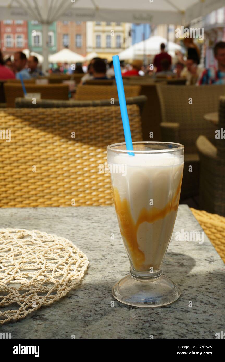 Cold yoghurt drink on the table on a warm sunny day Stock Photo - Alamy