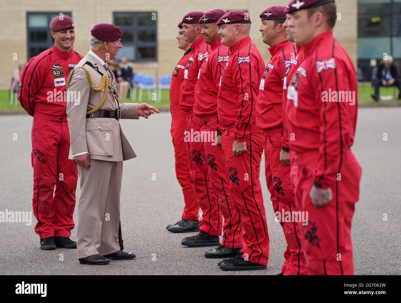 The Prince of Wales speaks to members of the Red Devils, the Parachute ...