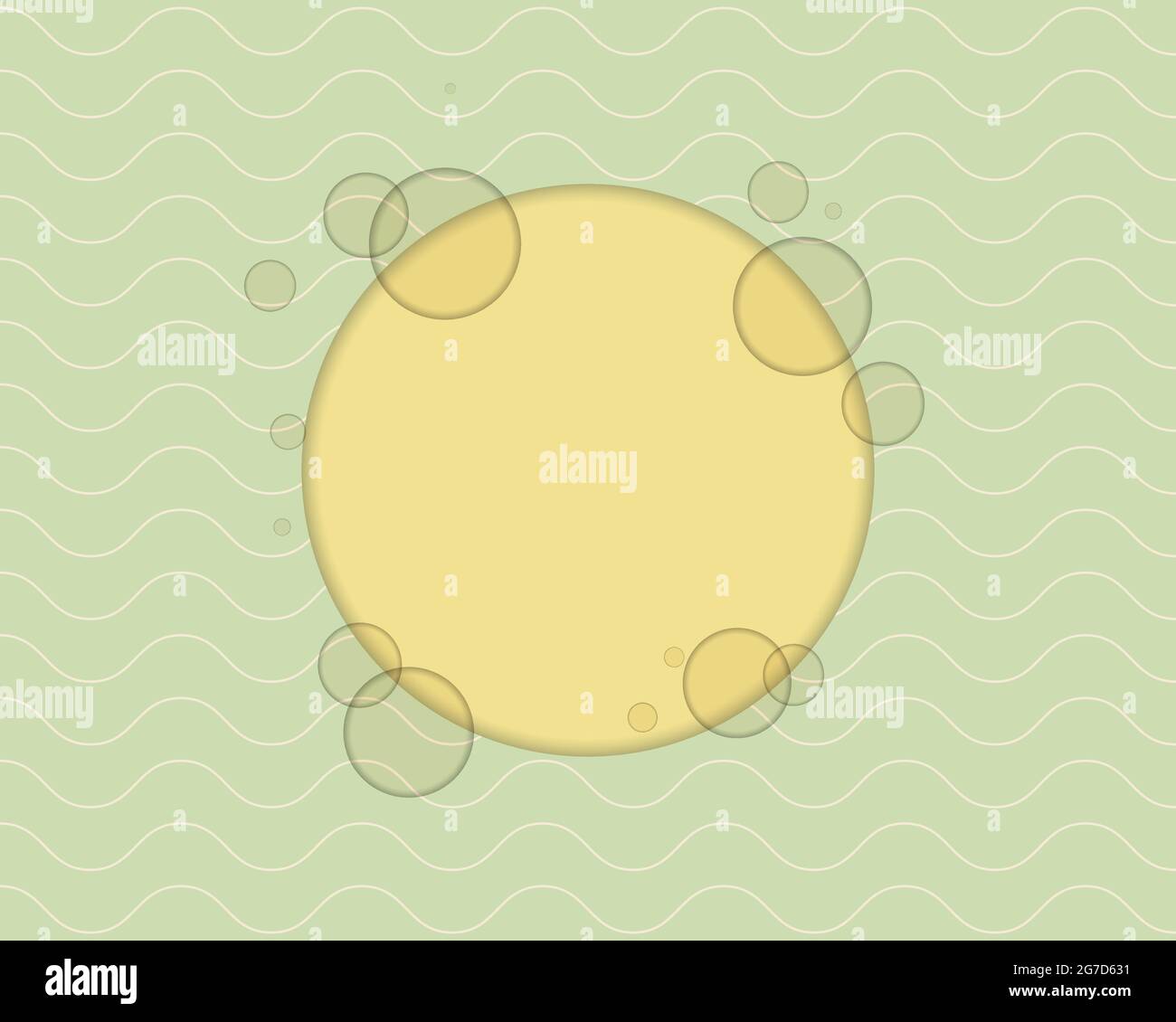 Neutral pastel mint background with waves and bubbles, balloons, place ...