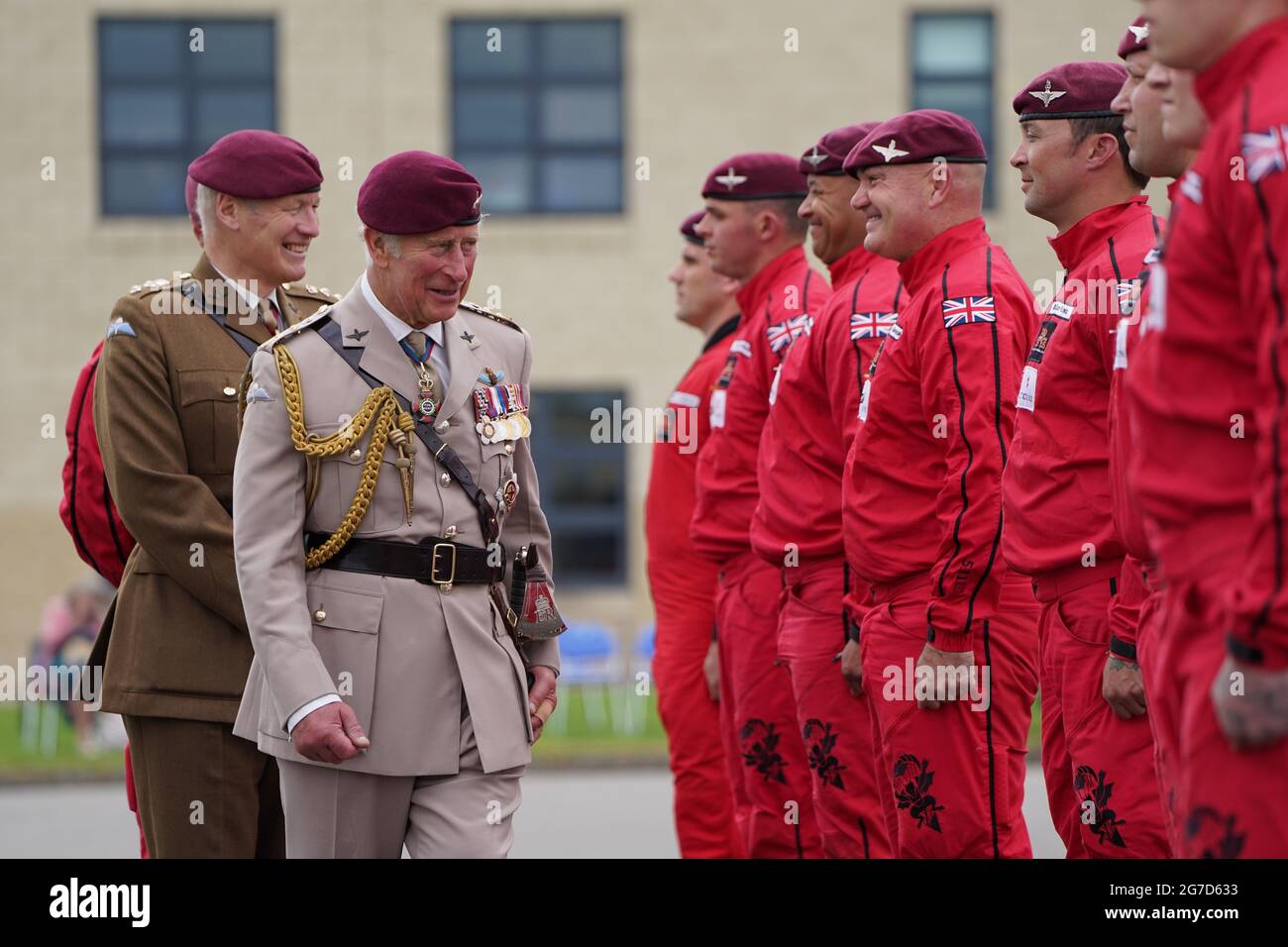 The Prince of Wales speaks to members of the Red Devils, the Parachute ...