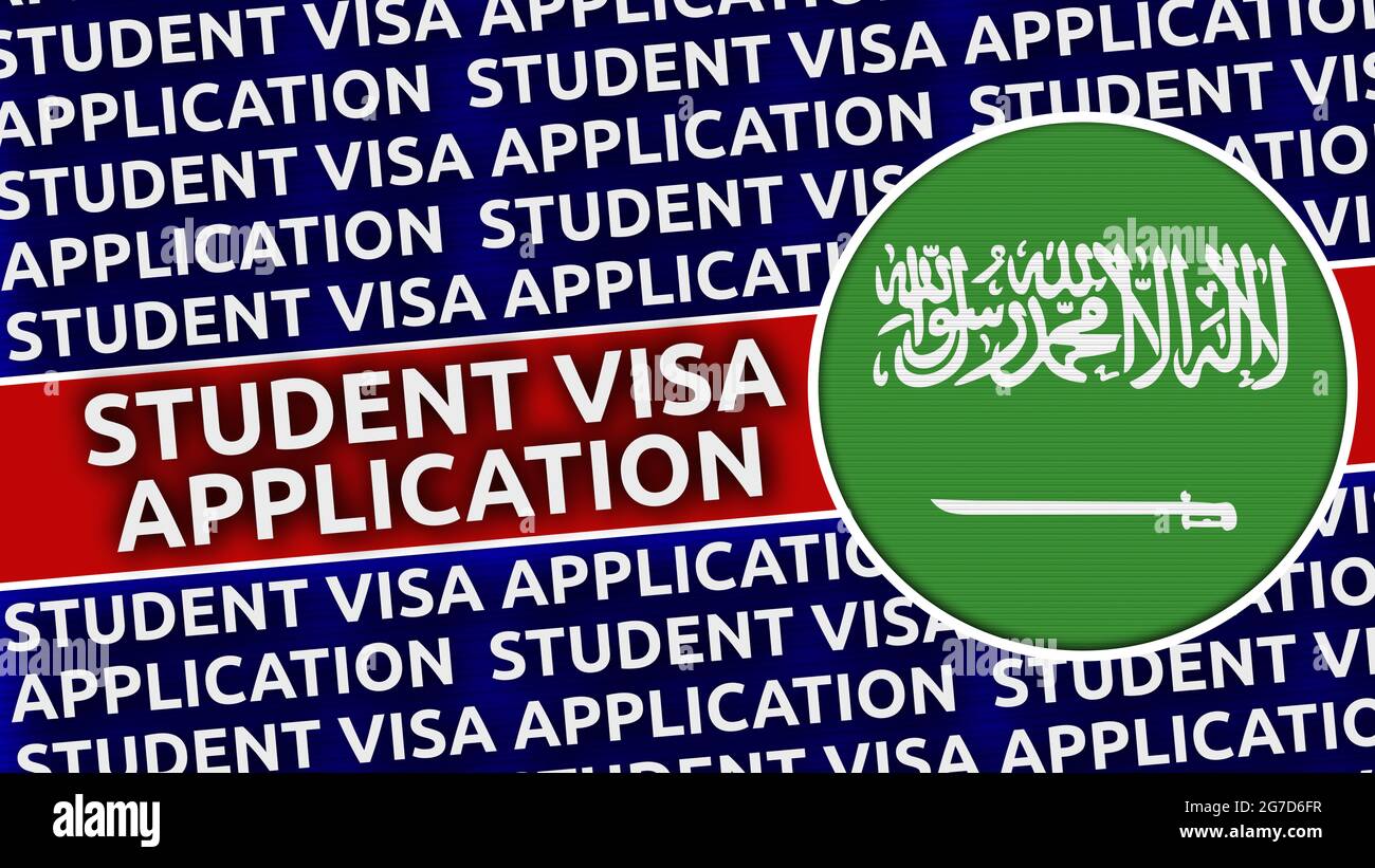 Saudi Arabia Circular Flag with Student Visa Application Titles - 3D ...
