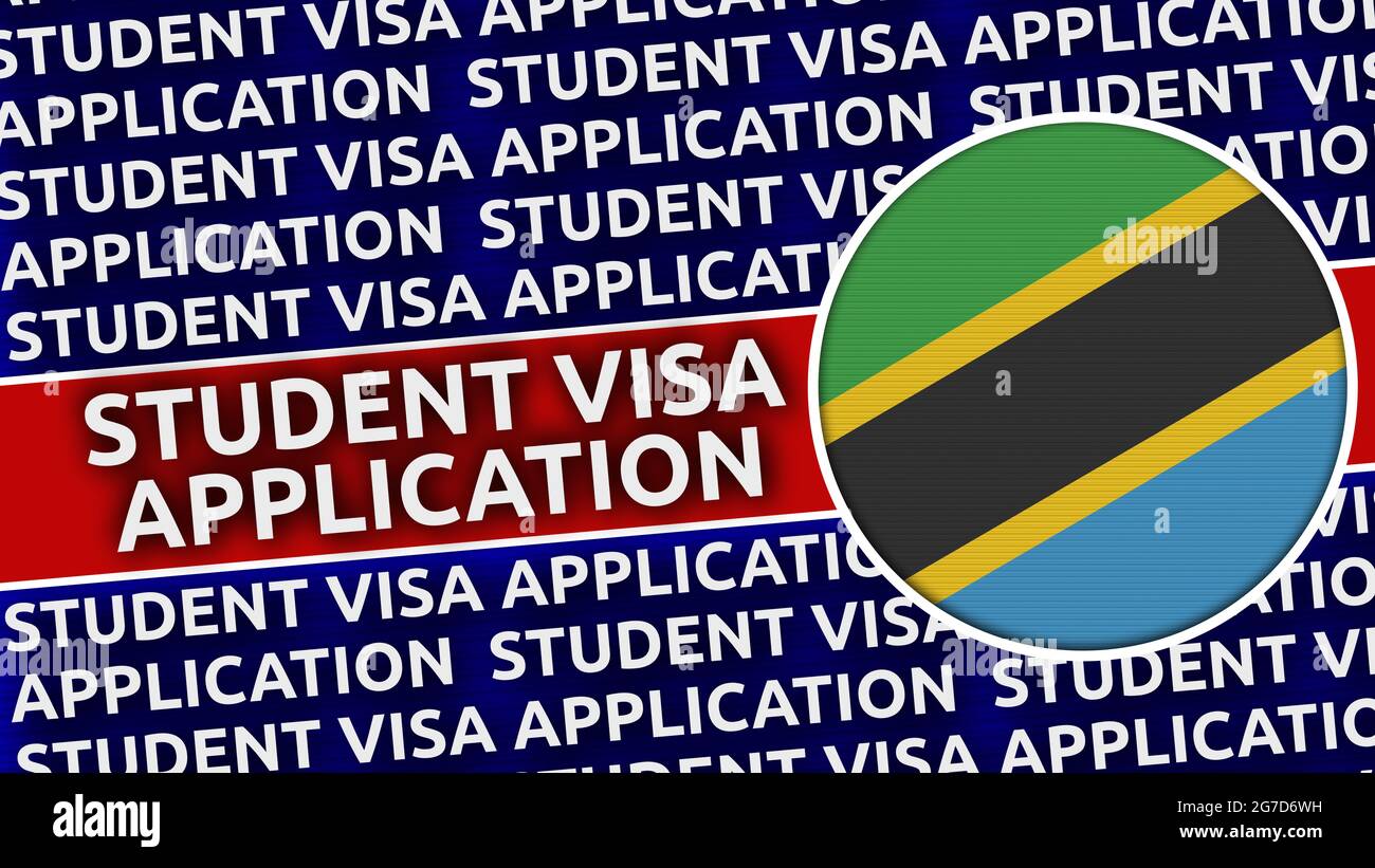 Tanzania Circular Flag with Student Visa Application Titles - 3D ...