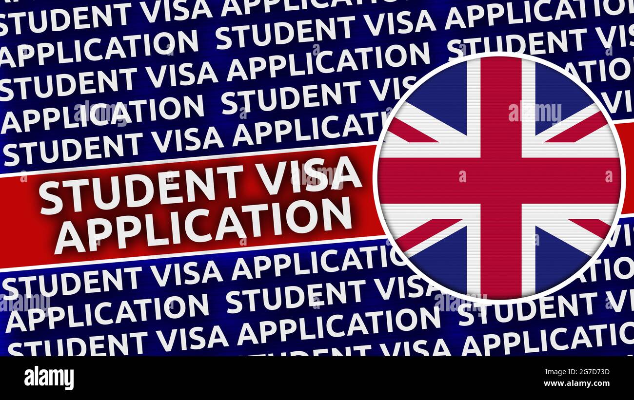 United Kingdom Circular Flag with Student Visa Application Titles - 3D ...