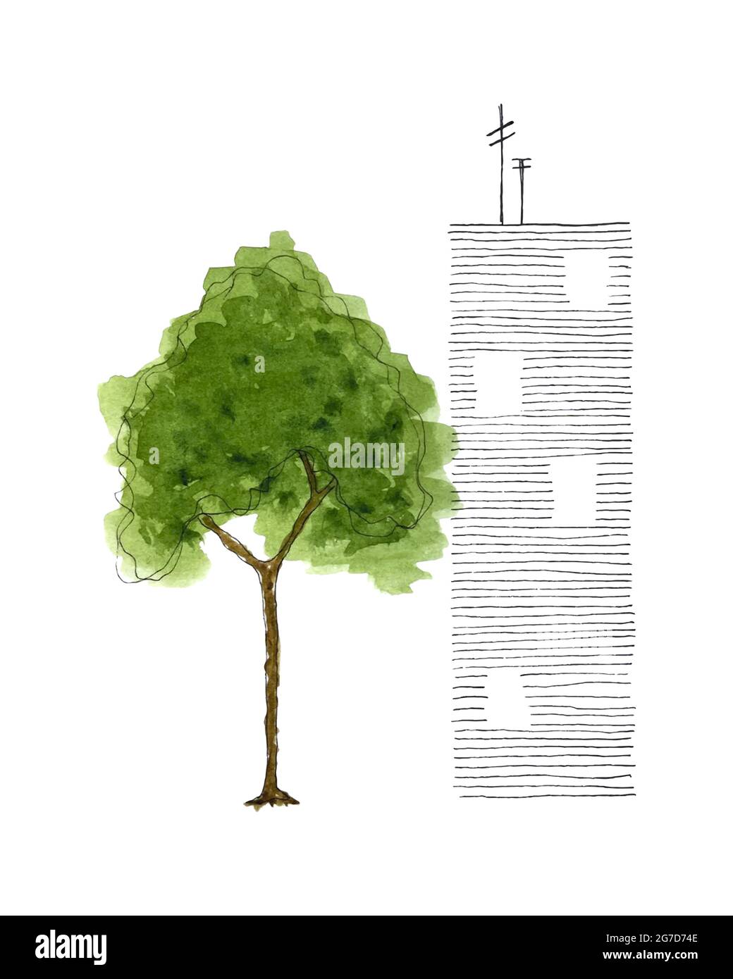 Silhouette house tree on Cut Out Stock Images & Pictures - Alamy