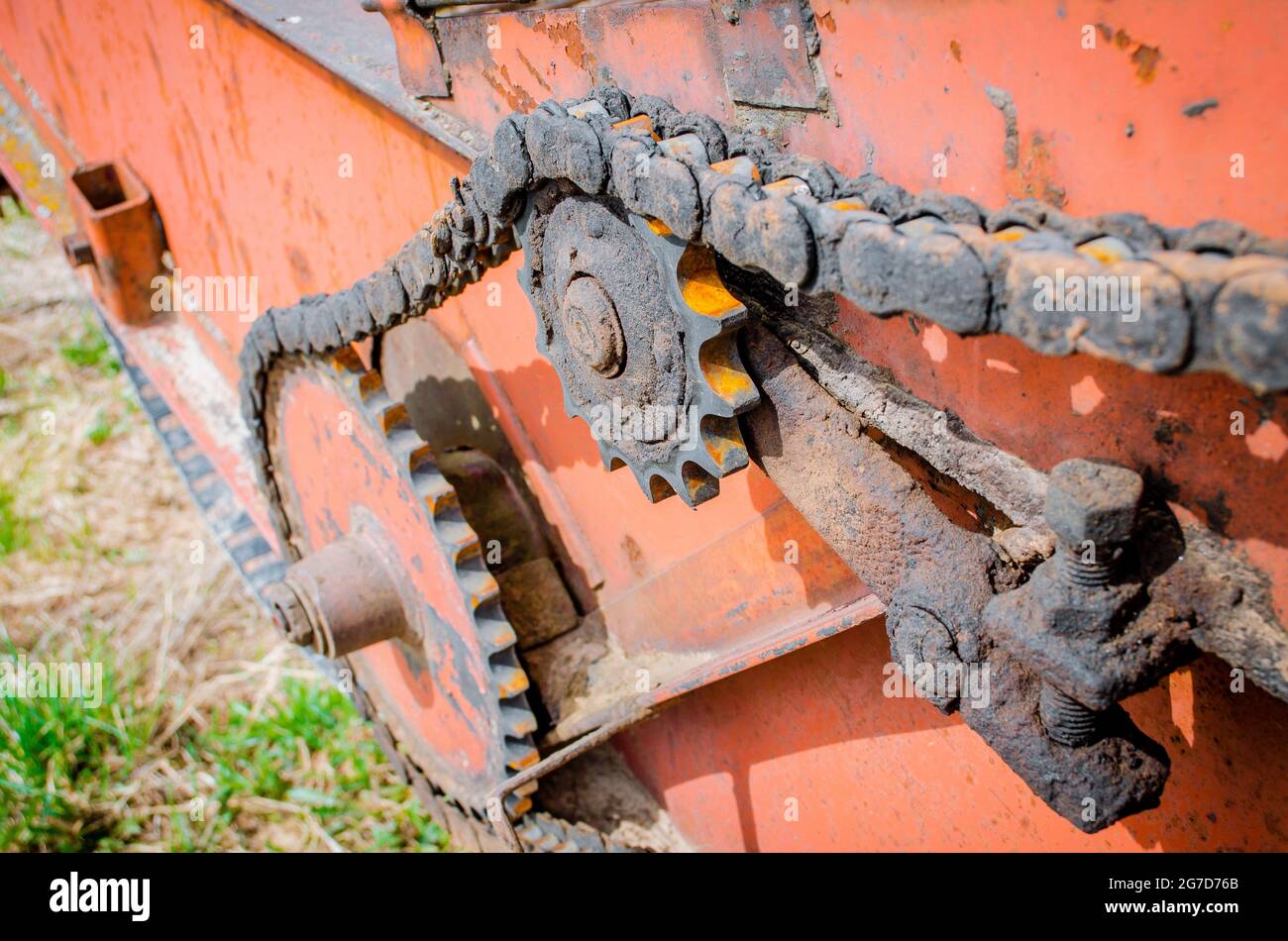 Old rusty species of part of agricultural machinery in rural areas ...
