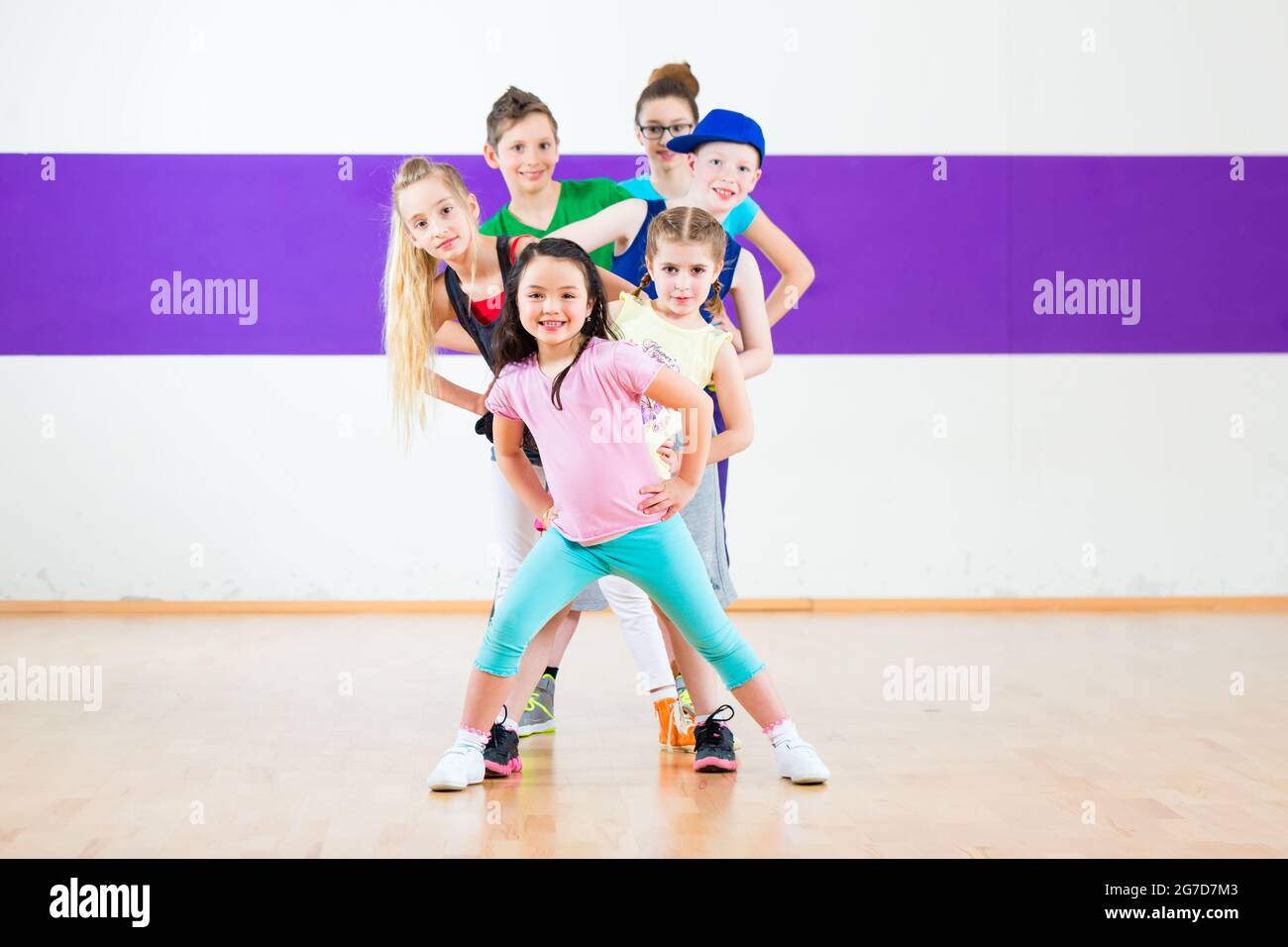 Children in zumba class dancing modern group choreography Stock Photo ...