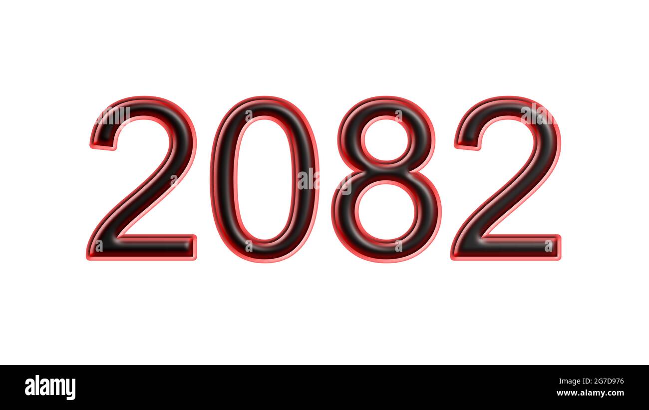 red 2082 number 3d effect white background Stock Photo - Alamy