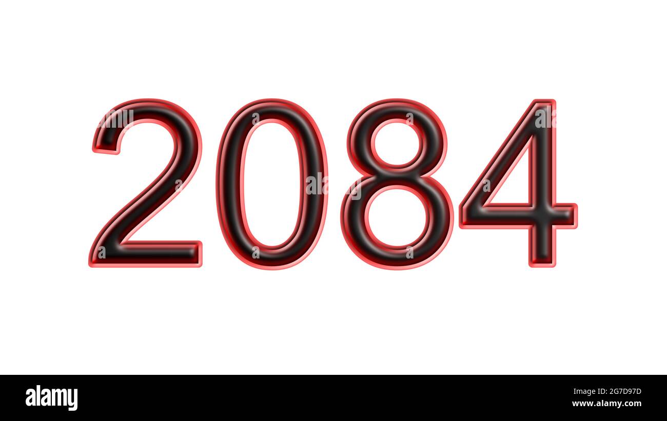 red 2084 number 3d effect white background Stock Photo - Alamy