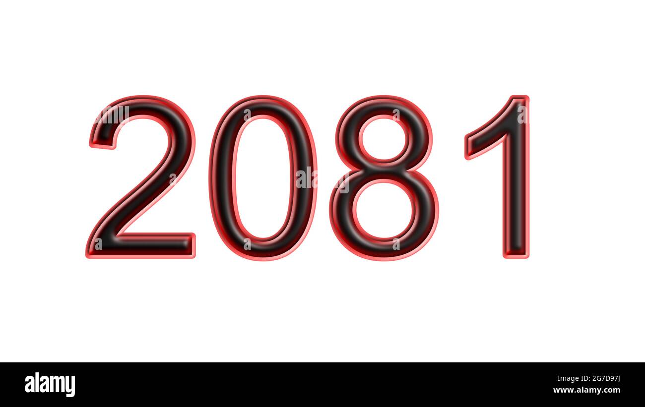 red 2081 number 3d effect white background Stock Photo - Alamy