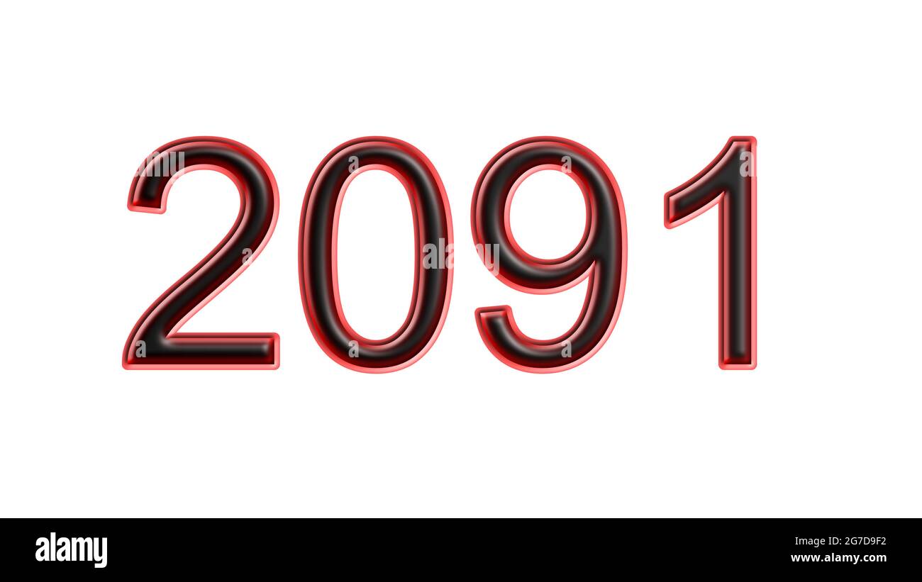 red 2091 number 3d effect white background Stock Photo - Alamy