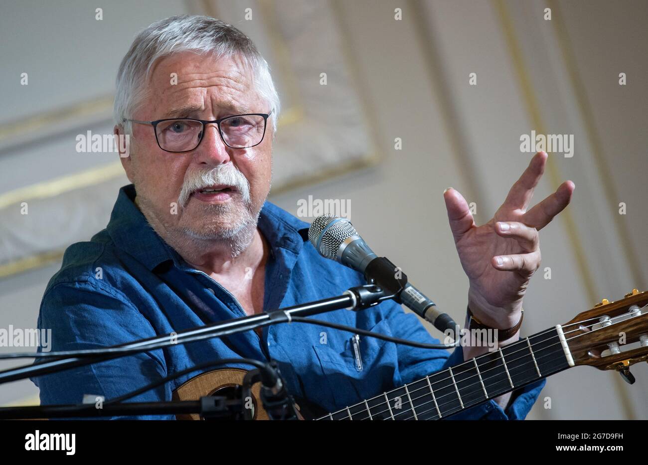Berlin, Germany. 13th July, 2021. Wolf Biermann sings and speaks at the ...