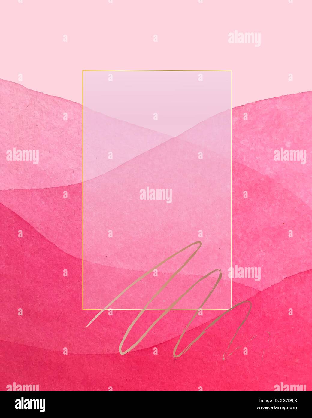 Watercolor pink background with a frame for an inscription, abstract ...