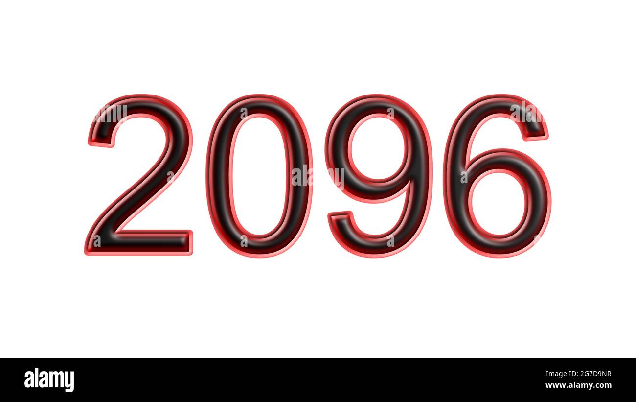 red 2096 number 3d effect white background Stock Photo - Alamy