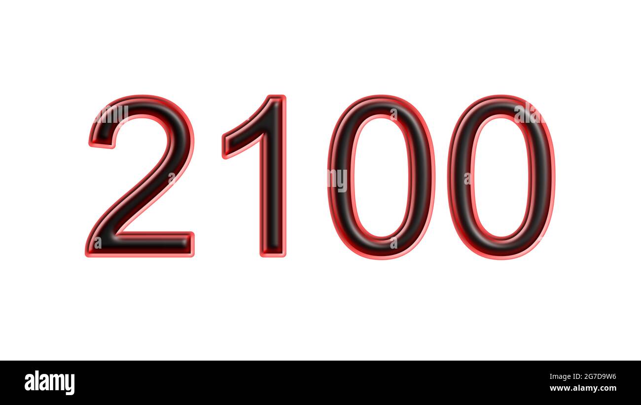 red 2100 number 3d effect white background Stock Photo - Alamy