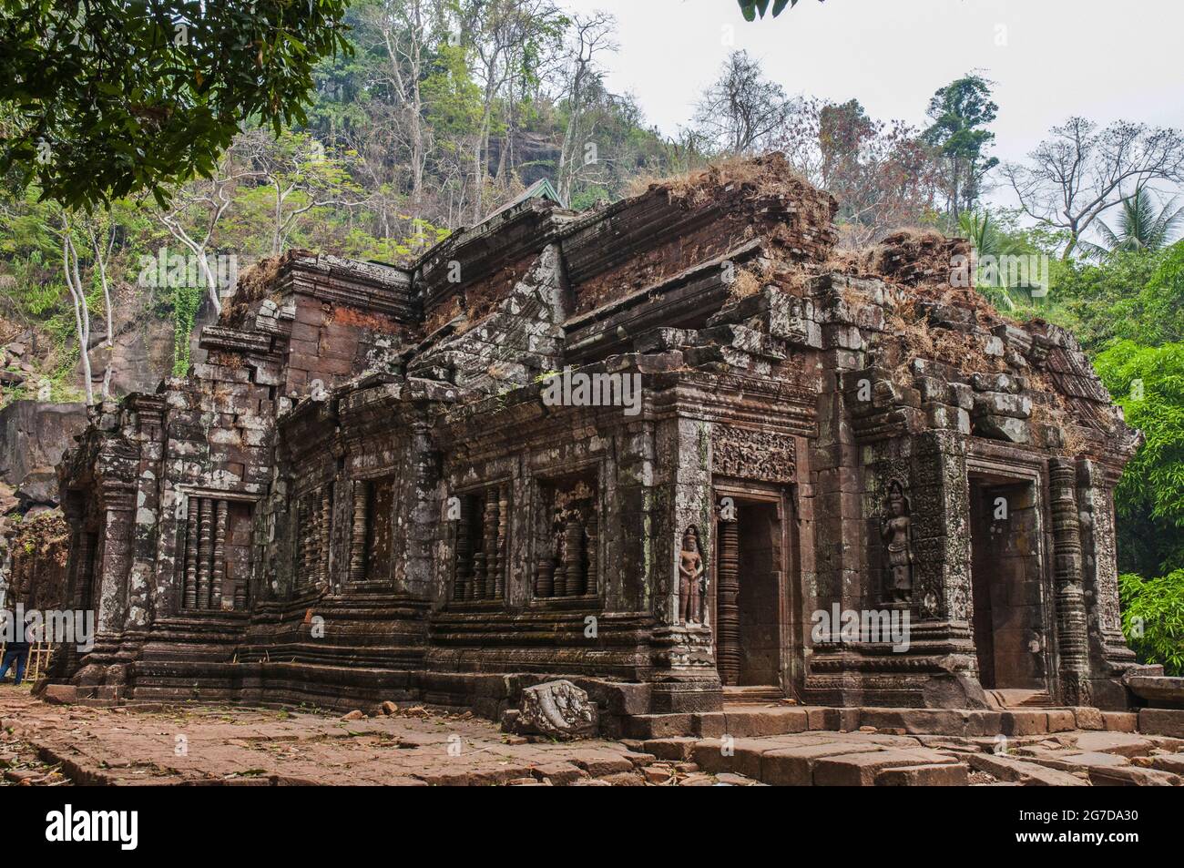 Main shrine of the ancient Khmer ruined city at Wat Phou, Champasak ...