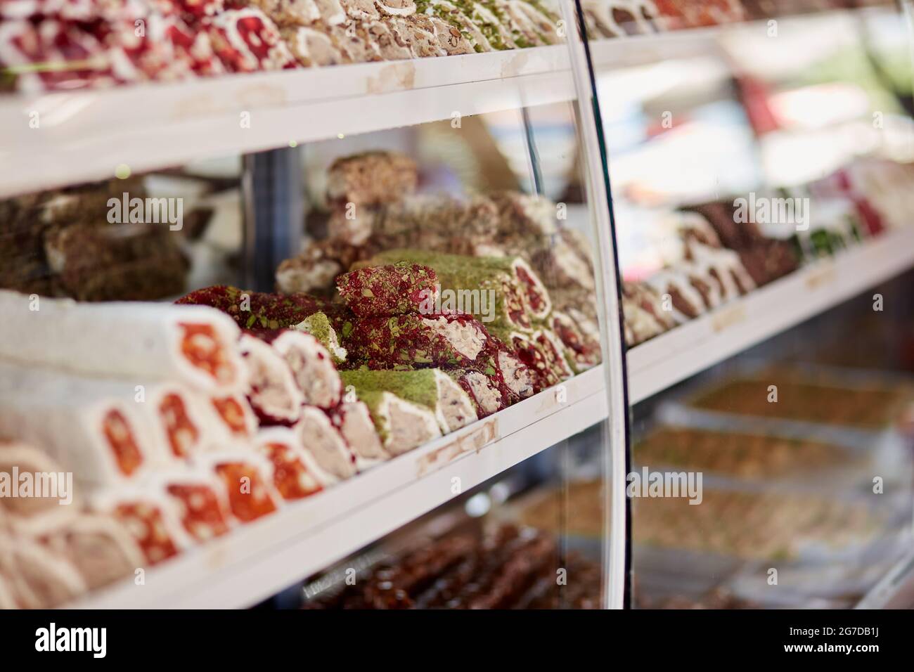 Large selection of Turkish delight in the store. An assortment of ...
