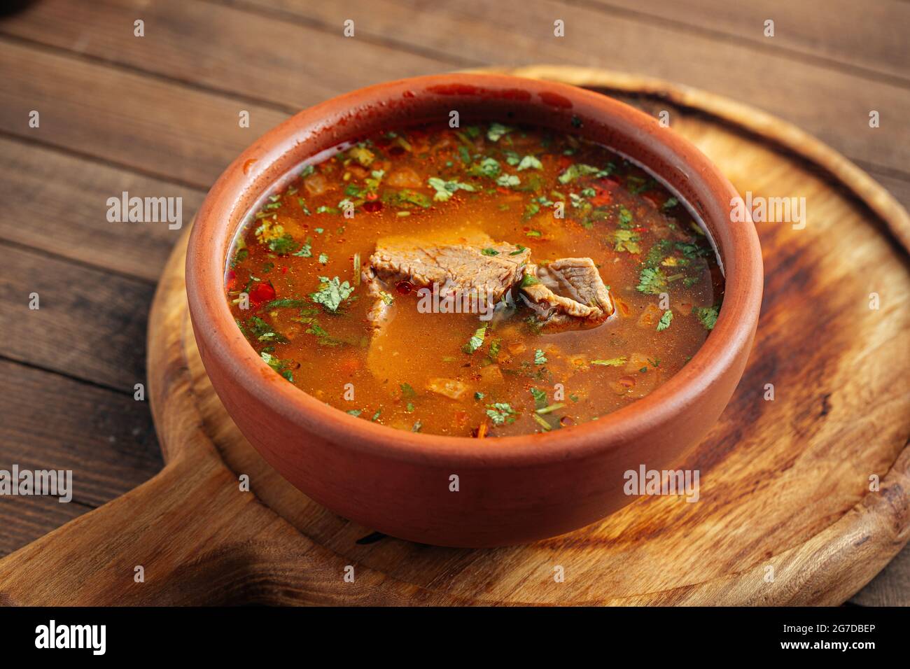 Georgian national kharcho soup with beef and rice Stock Photo - Alamy