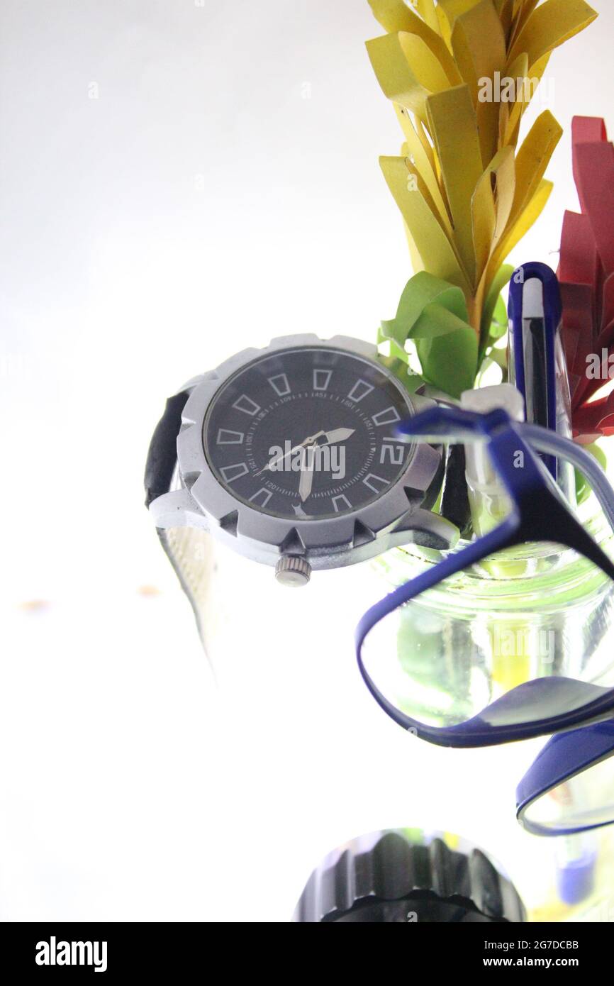 Stylish men hand watch, new watch stock image Stock Photo - Alamy