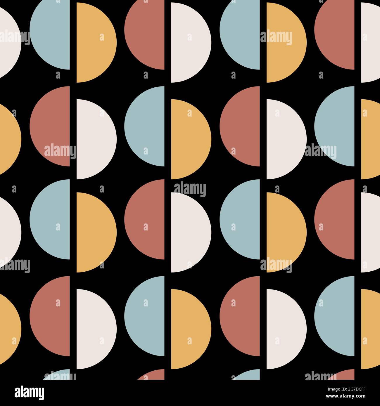 Minimal geometric pattern. Semi circles. Black background. For textile ...