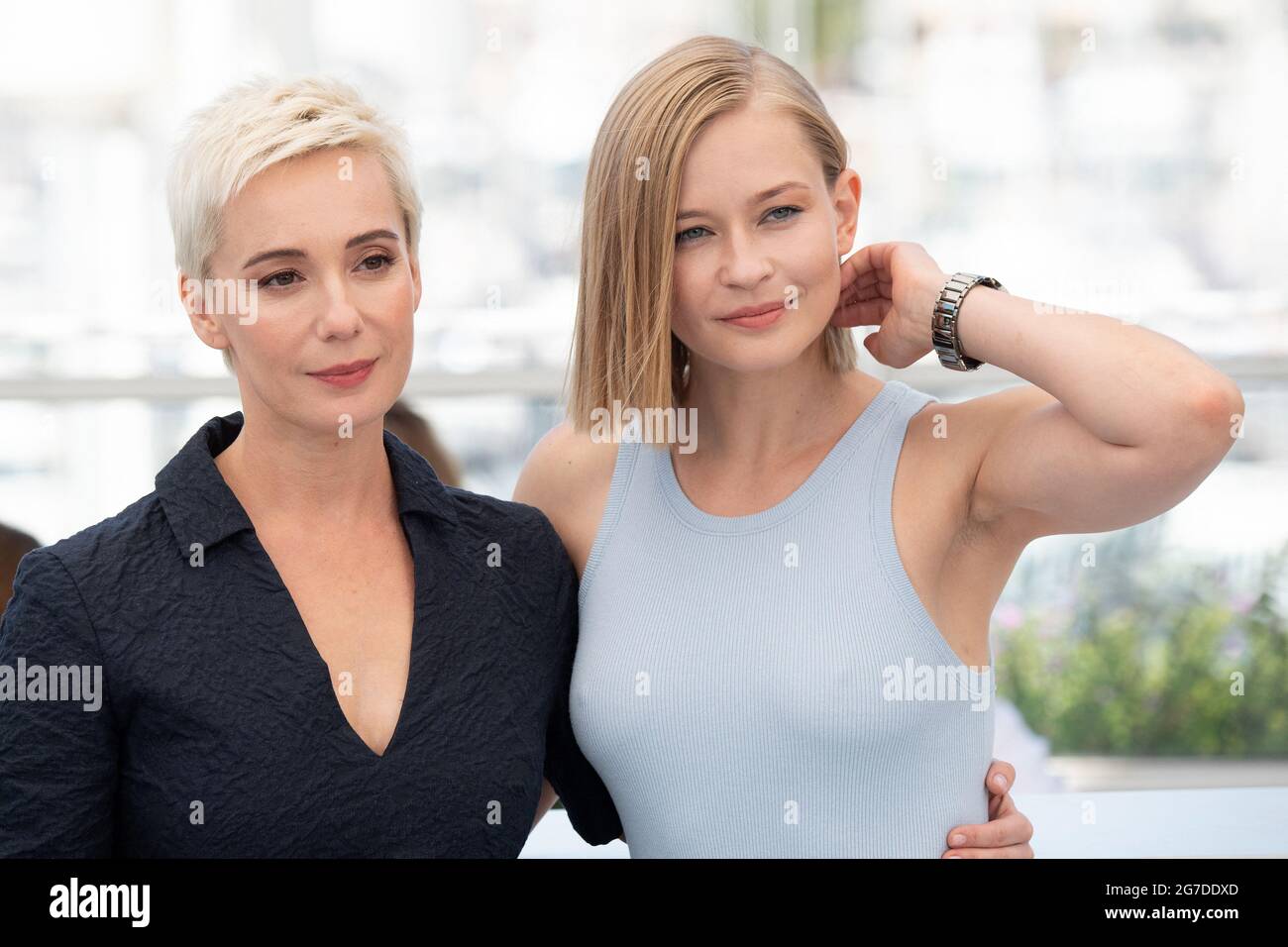 Chulpan Khamatova and Yulia Peresild attend the Petrov s Flu photocall ...