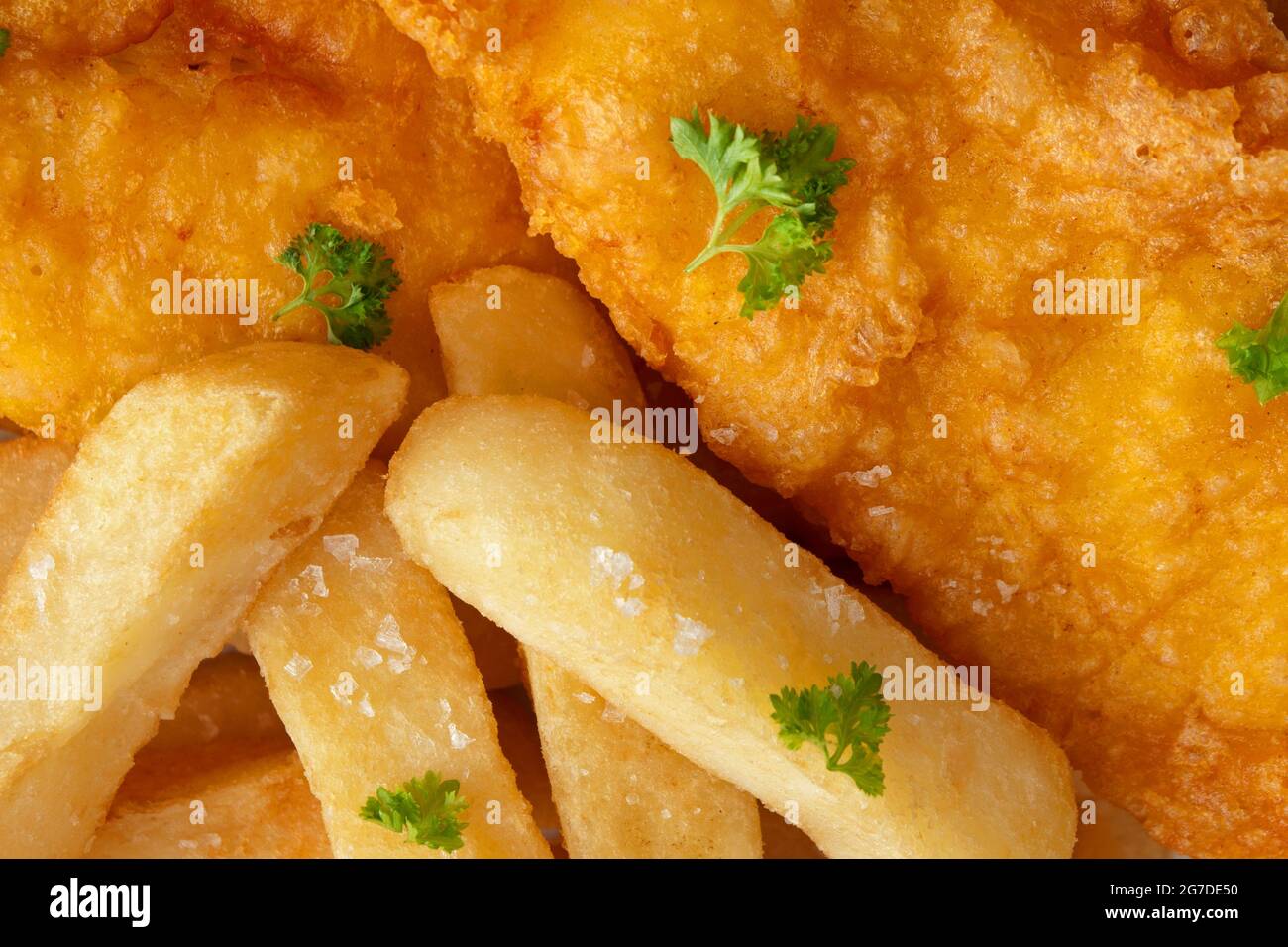 Fish and chips meal closeup Stock Photo - Alamy