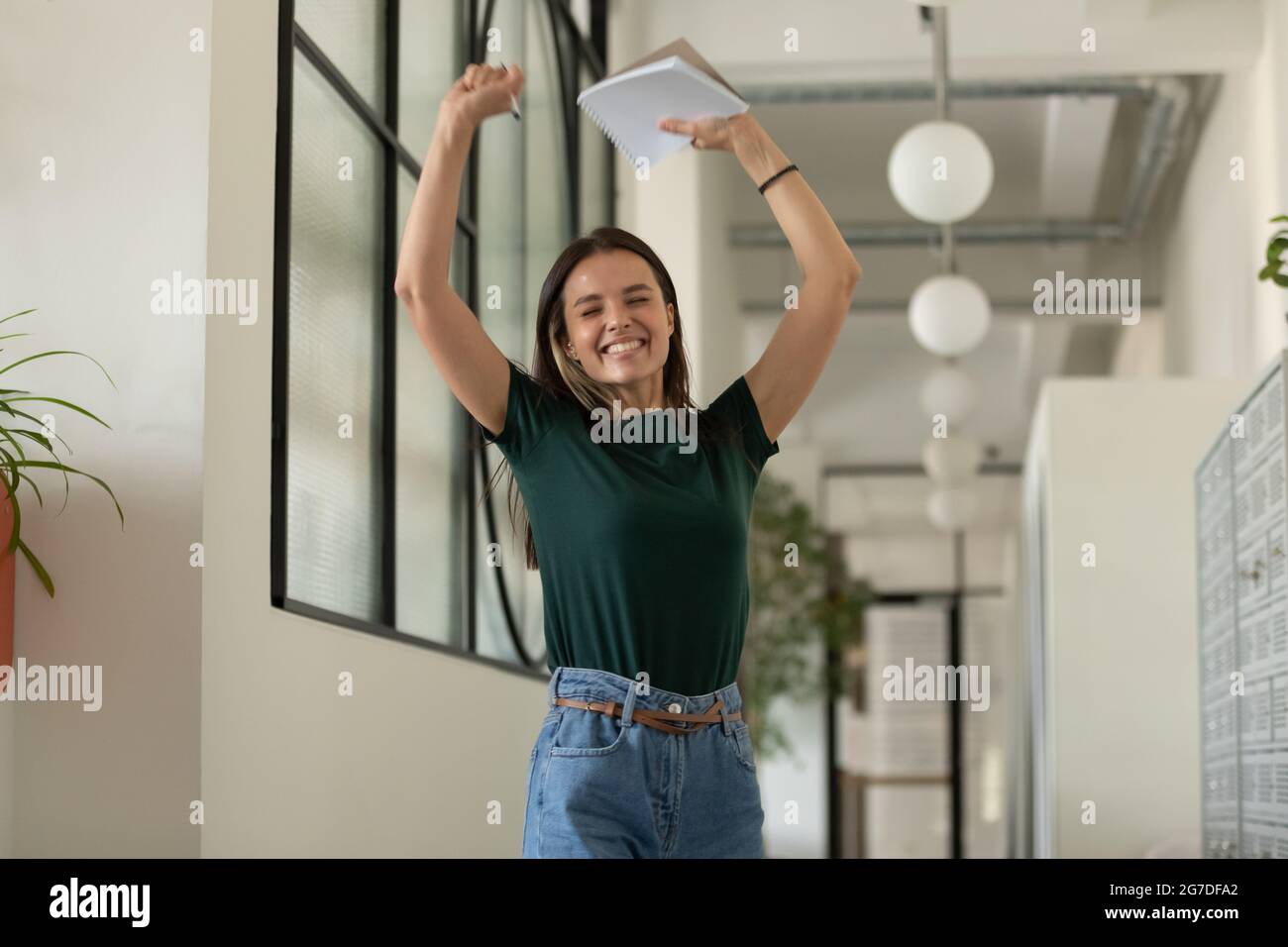 Happy excited student celebrating success, passed exam Stock Photo - Alamy