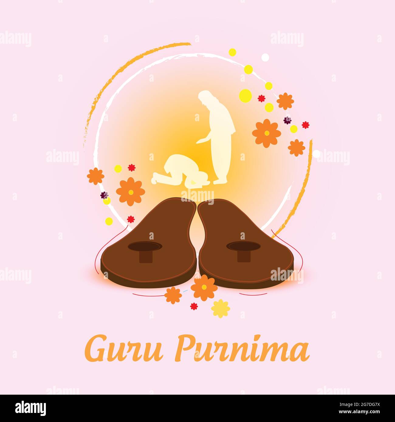 Illustration of Guru Purnima with gurus Paduka and background is ...