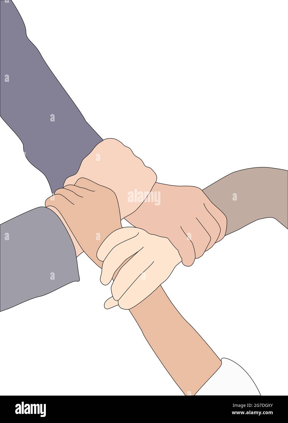 Illustration of team hand isolated on a white background-cooperative ...